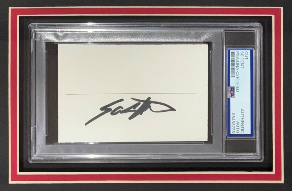 50 Cent Signed Framed Cut Signature w/ 8x10 Photo PSA - Sports Integrity