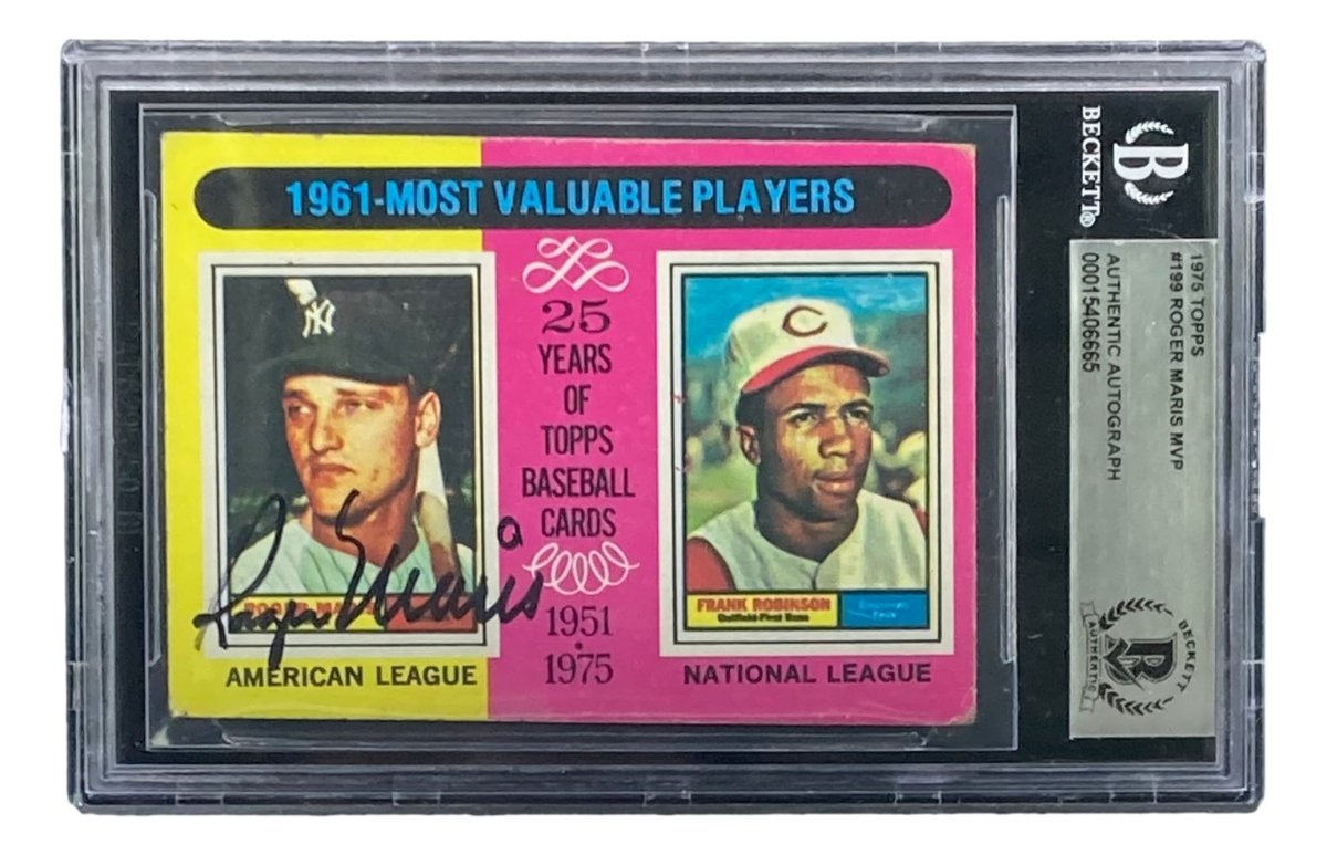 Roger Maris Signed 1975 Topps #199 New York Yankees Trading Card BAS ...