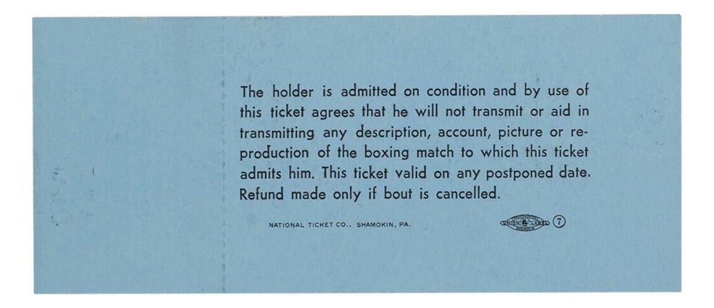 1965 Muhammad Ali Vs Sonny Liston Phantom Punch Blue Full Ticket ...