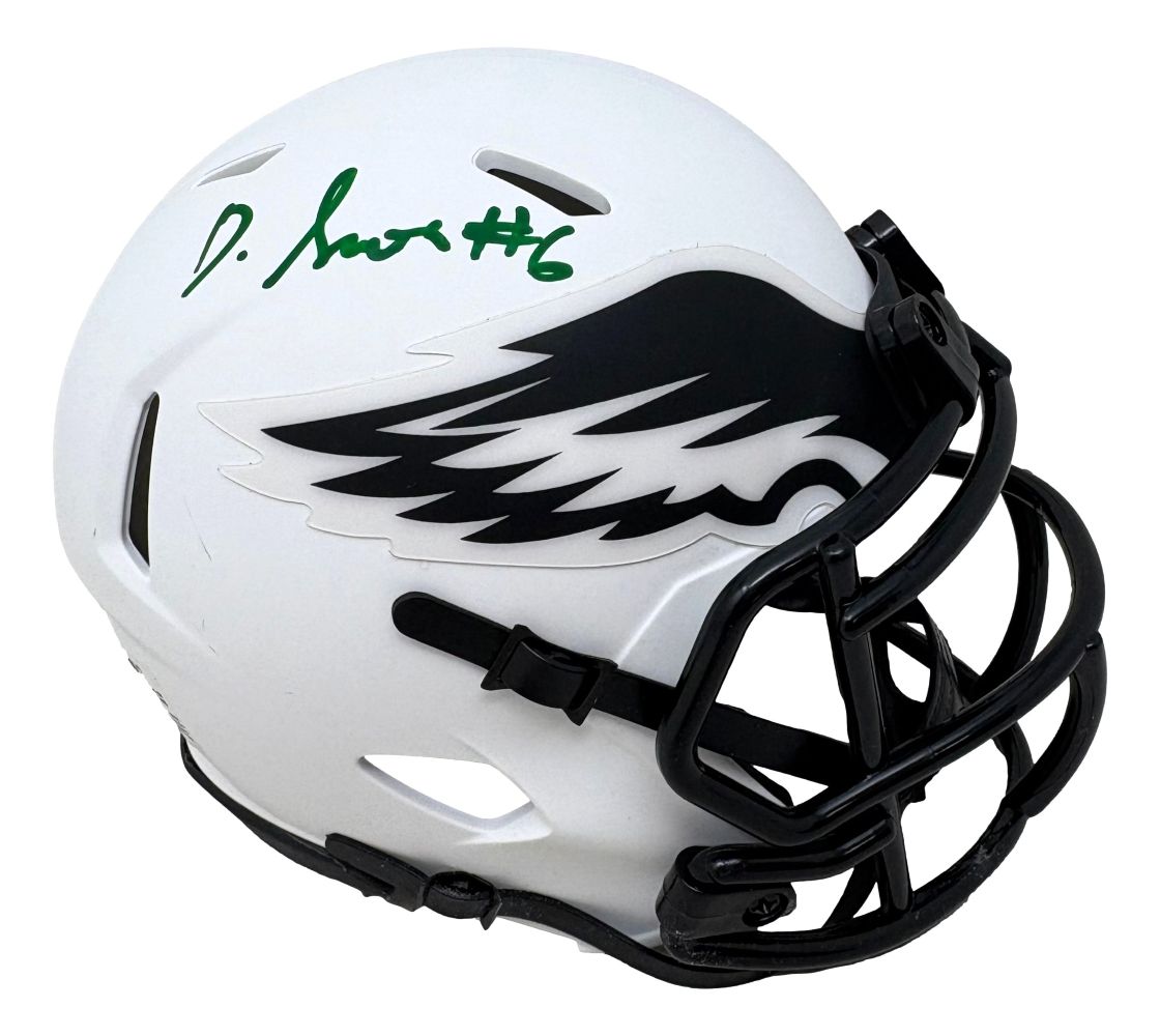 Devonta Smith Signed Philadelphia Eagles Lunar Eclipse Mini Speed Helm ...