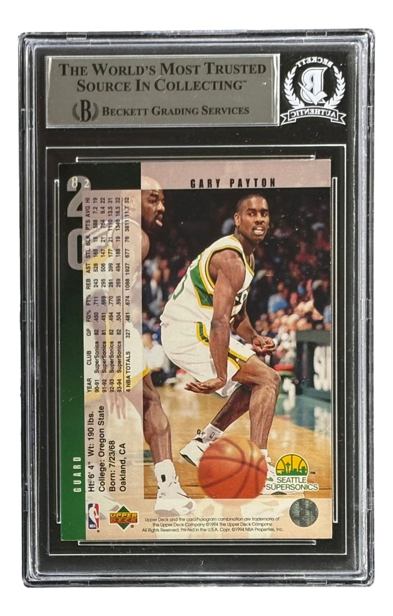 Gary Payton Signed 1994/95 Upper Deck #82 Seattle Sonics Trading Card ...