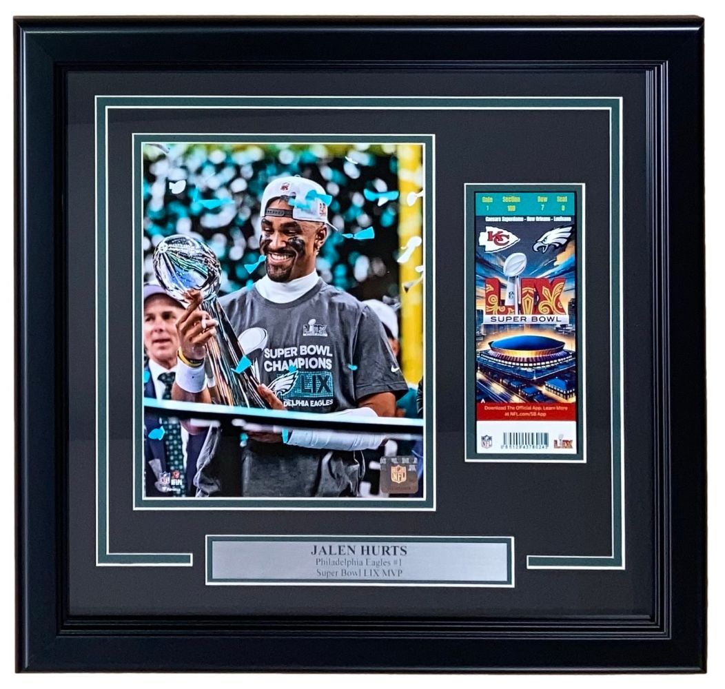 Jalen Hurts Framed 8x10 Philadelphia Eagles SB59 LIX MVP Trophy Photo w ...