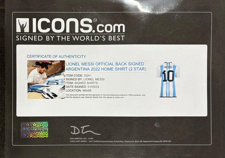 Lionel Messi Signed Framed Argentina Adidas Soccer Jersey ICONS LOA ...