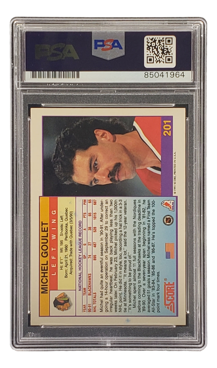 Michel Goulet Signed 1991 Score #201 Chicago Blackhawks Hockey Card PS ...