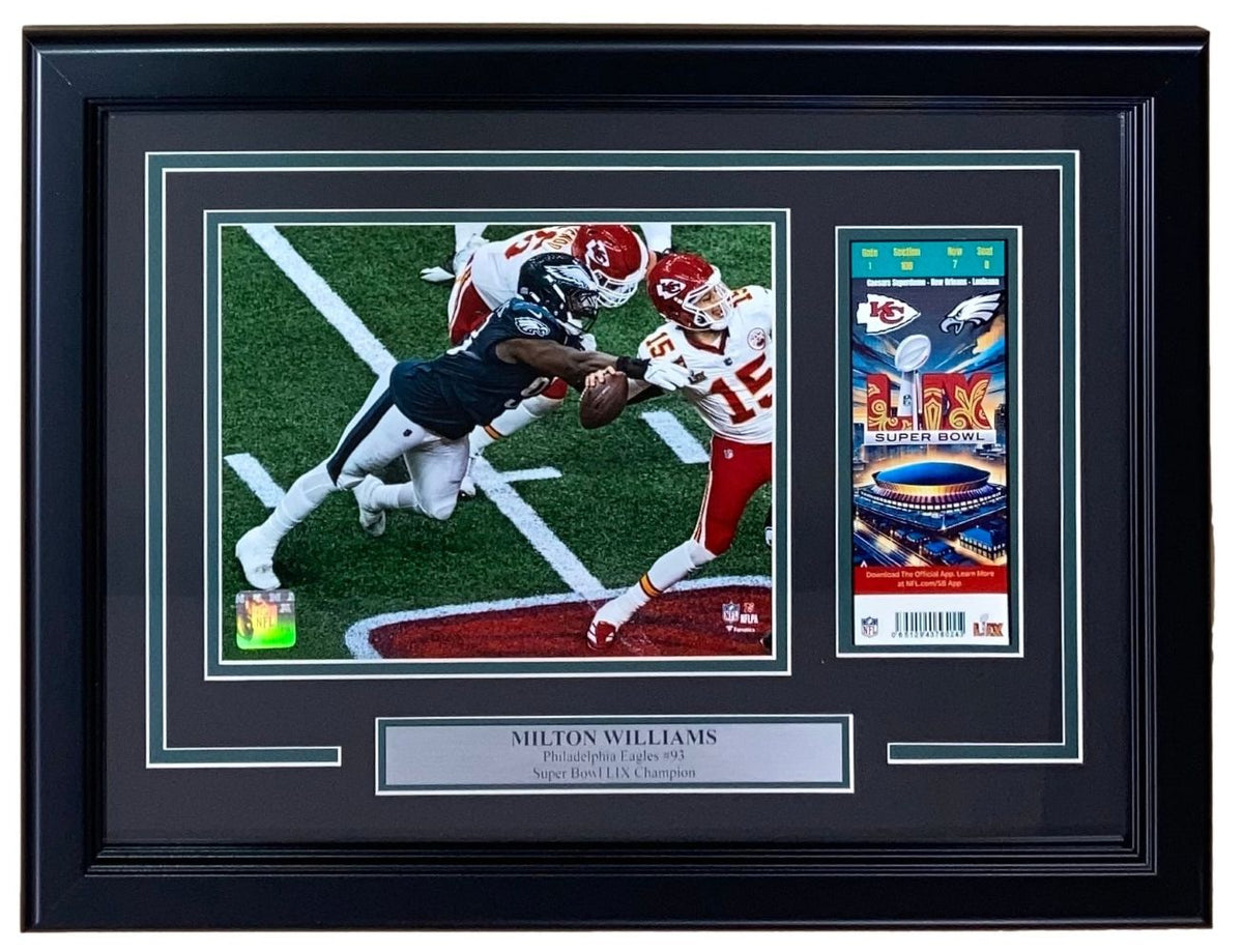Milton Williams Framed 8x10 Eagles SB59 LIX Mahomes Strip Sack Photo w ...