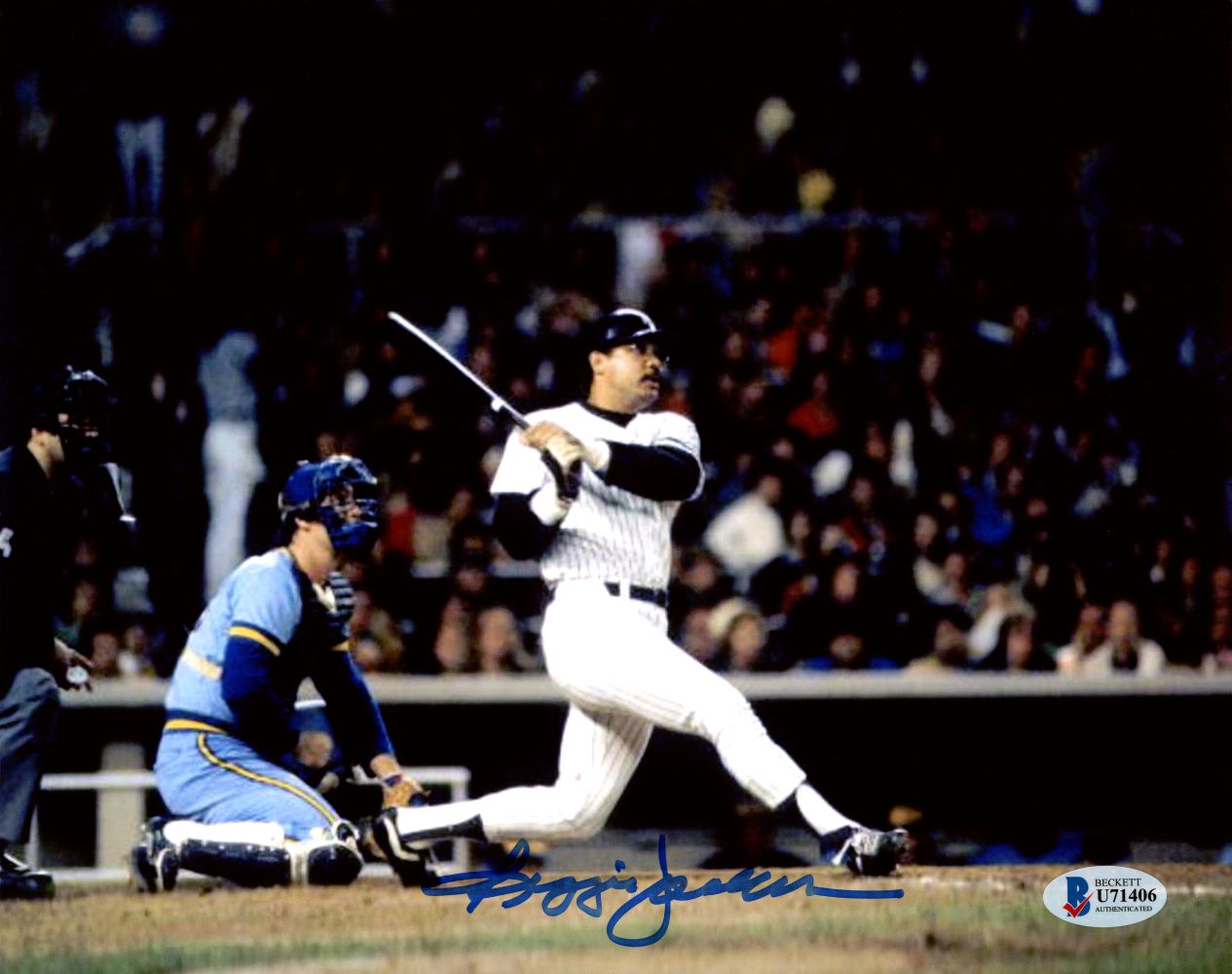 Reggie Jackson Signed 8x10 New York Yankees 1981 ALDS Photo BAS ...