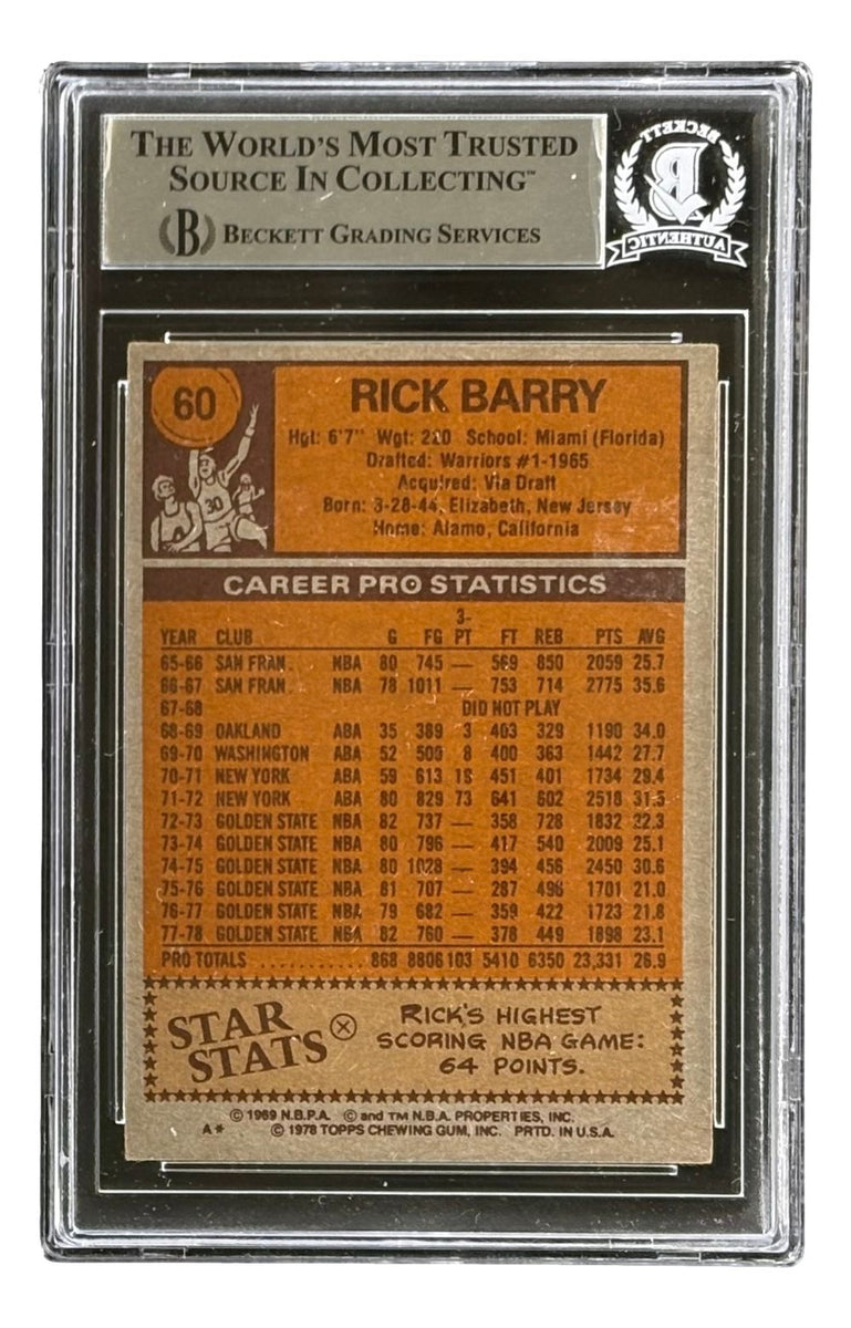 Rick Barry Signed 1978/79 Topps #60 Warriors Trading Card BAS - Sports ...