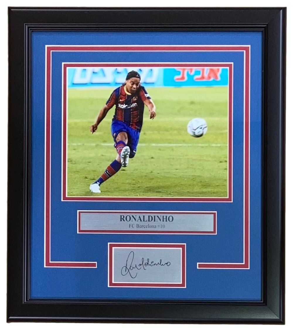 Ronaldinho Framed 8x10 Barcelona Soccer Photo w/ Laser Engraved ...