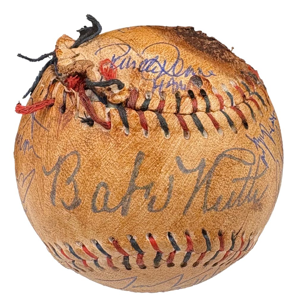 The Sandlot Cast (8) Signed Baseball w/ Facsimile Babe Ruth Autograph ...