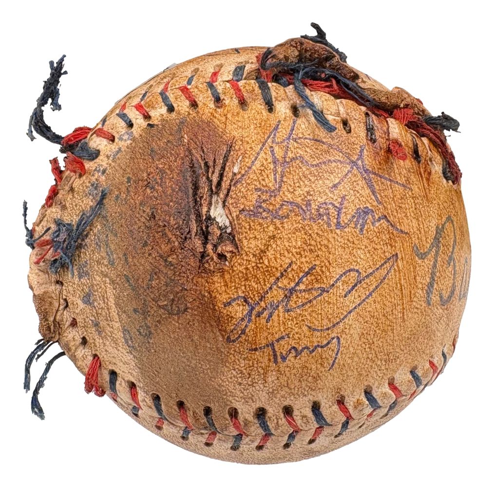 The Sandlot Cast (8) Signed Baseball w/ Facsimile Babe Ruth Autograph ...
