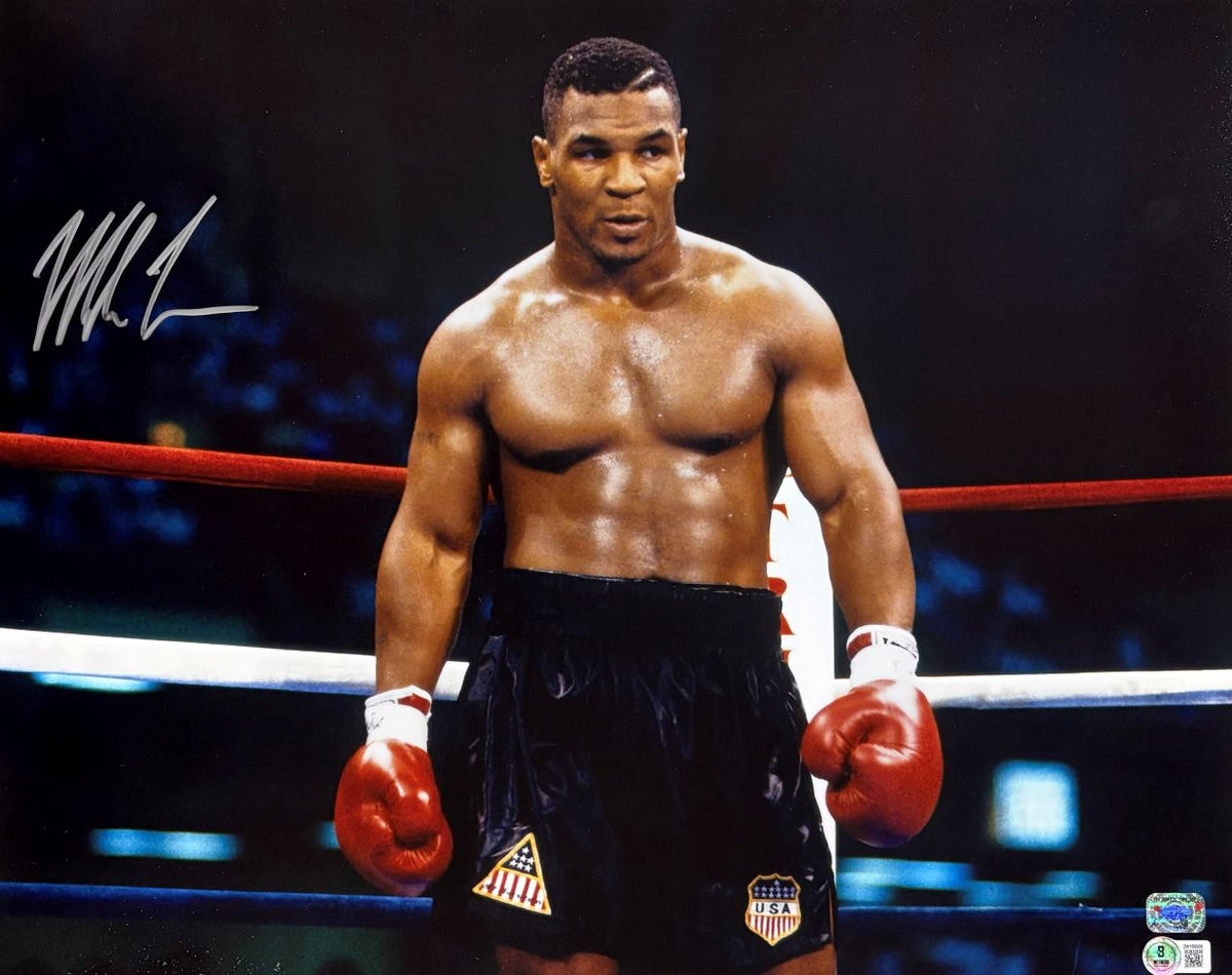 Mike Tyson Signed To Left 16x20 Boxing Stare Photo BAS - Sports Integrity
